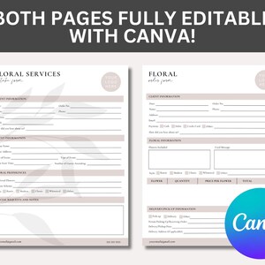 Flower Order Form for Florist Document Template for Florist Business ...