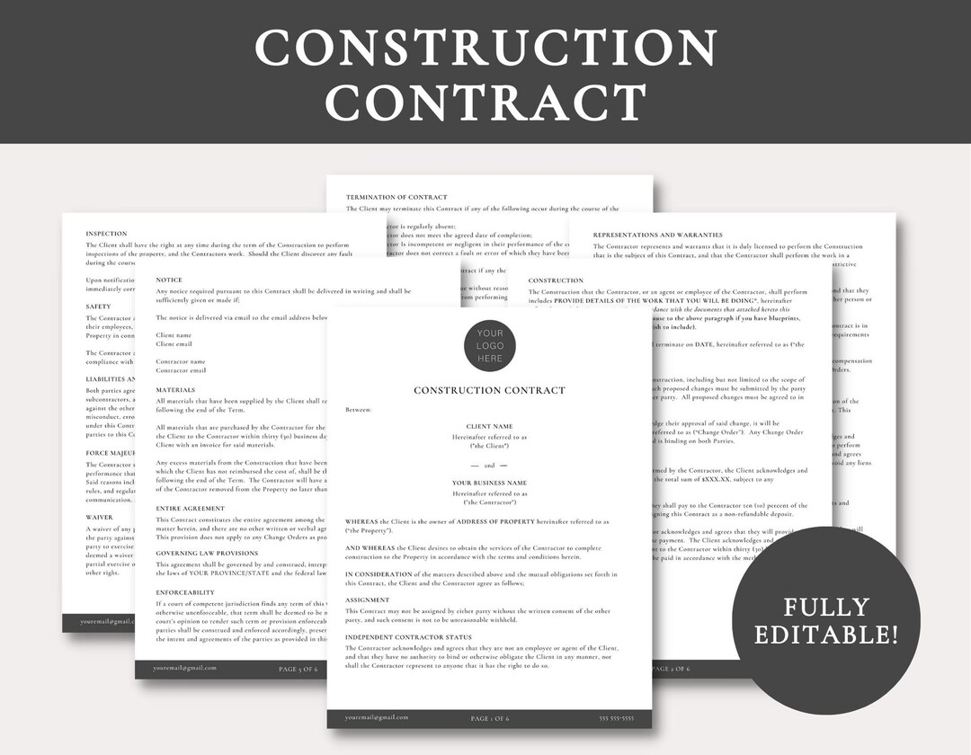 Professional Construction Contract | Professional Contractor Contact ...
