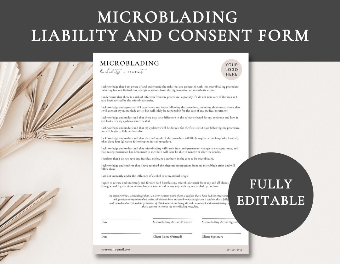 Microblading Client Consent and Liability Form | Editable Client Form ...