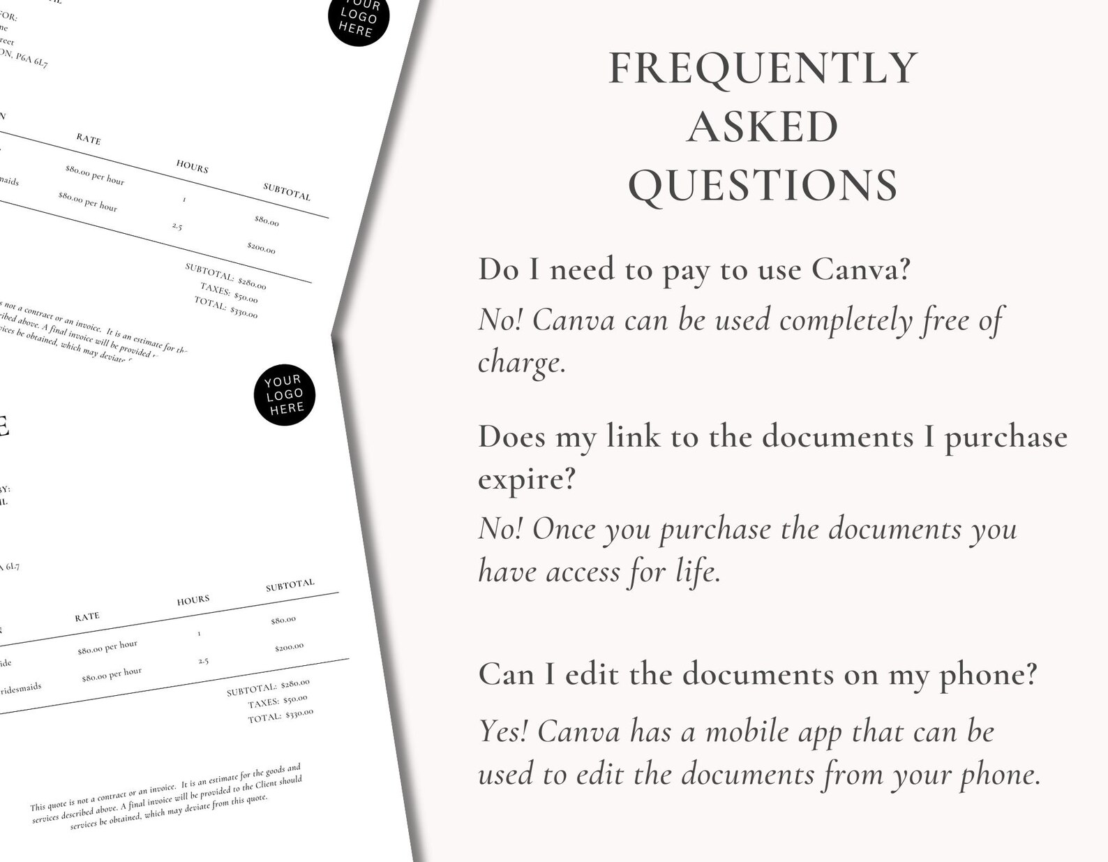 Editable Price Quotation Form | Small Business Price Quote | Modern ...