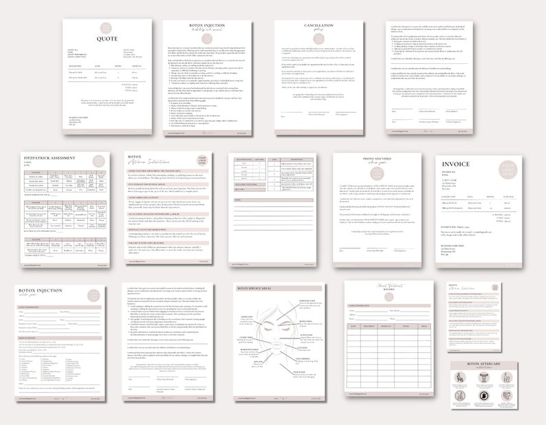 Botox Injection Document Bundle | Botox Client Form | Editable Botox ...