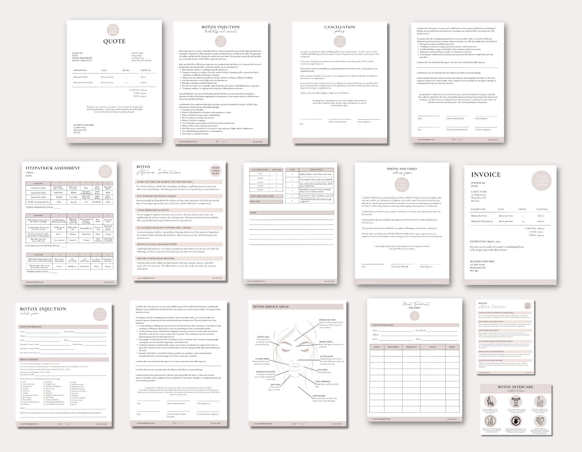 Botox Injection Document Bundle | Botox Client Form | Editable Botox ...