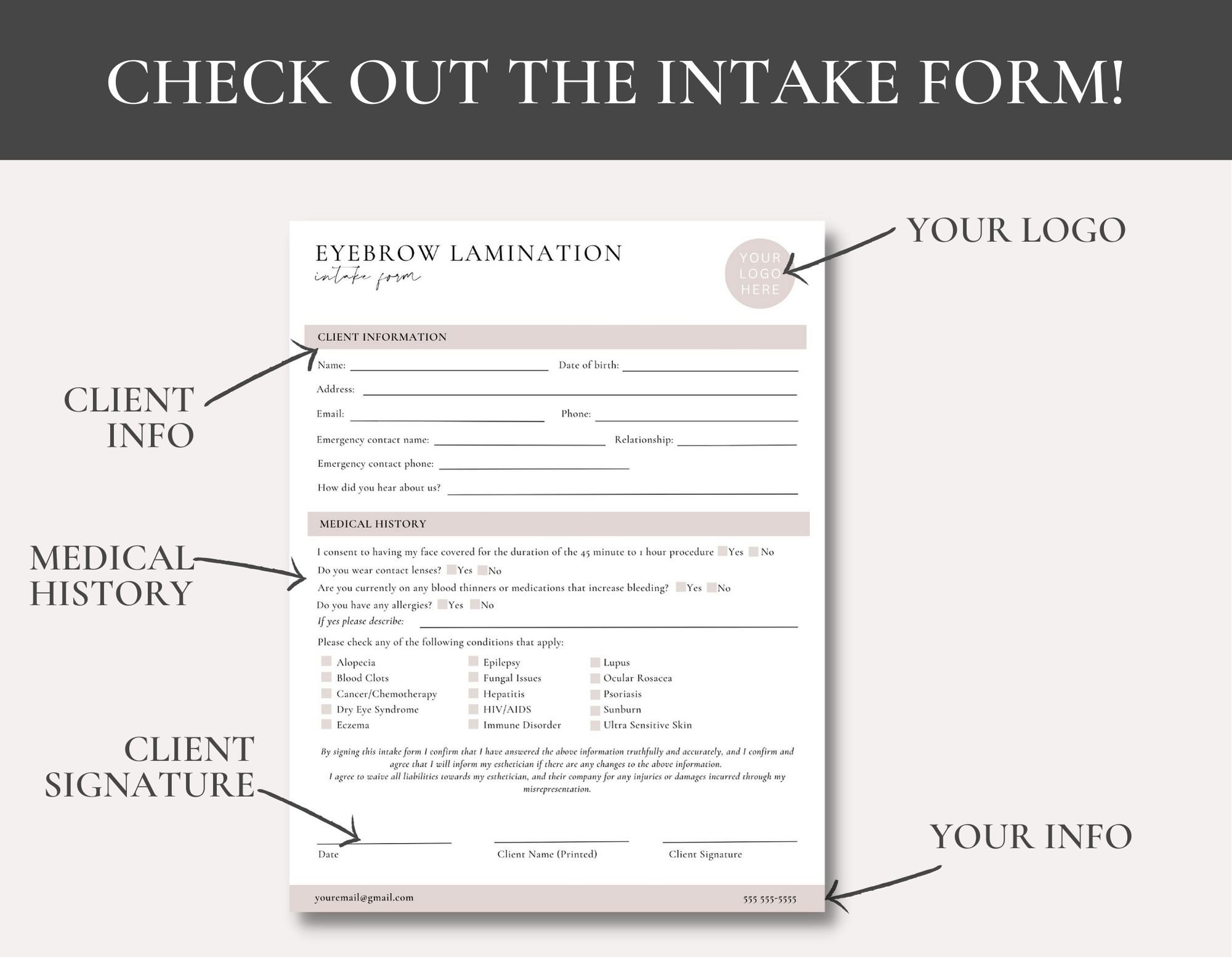 Eyebrow Lamination Client Intake and Consent Form | Eyebrow Lamination ...