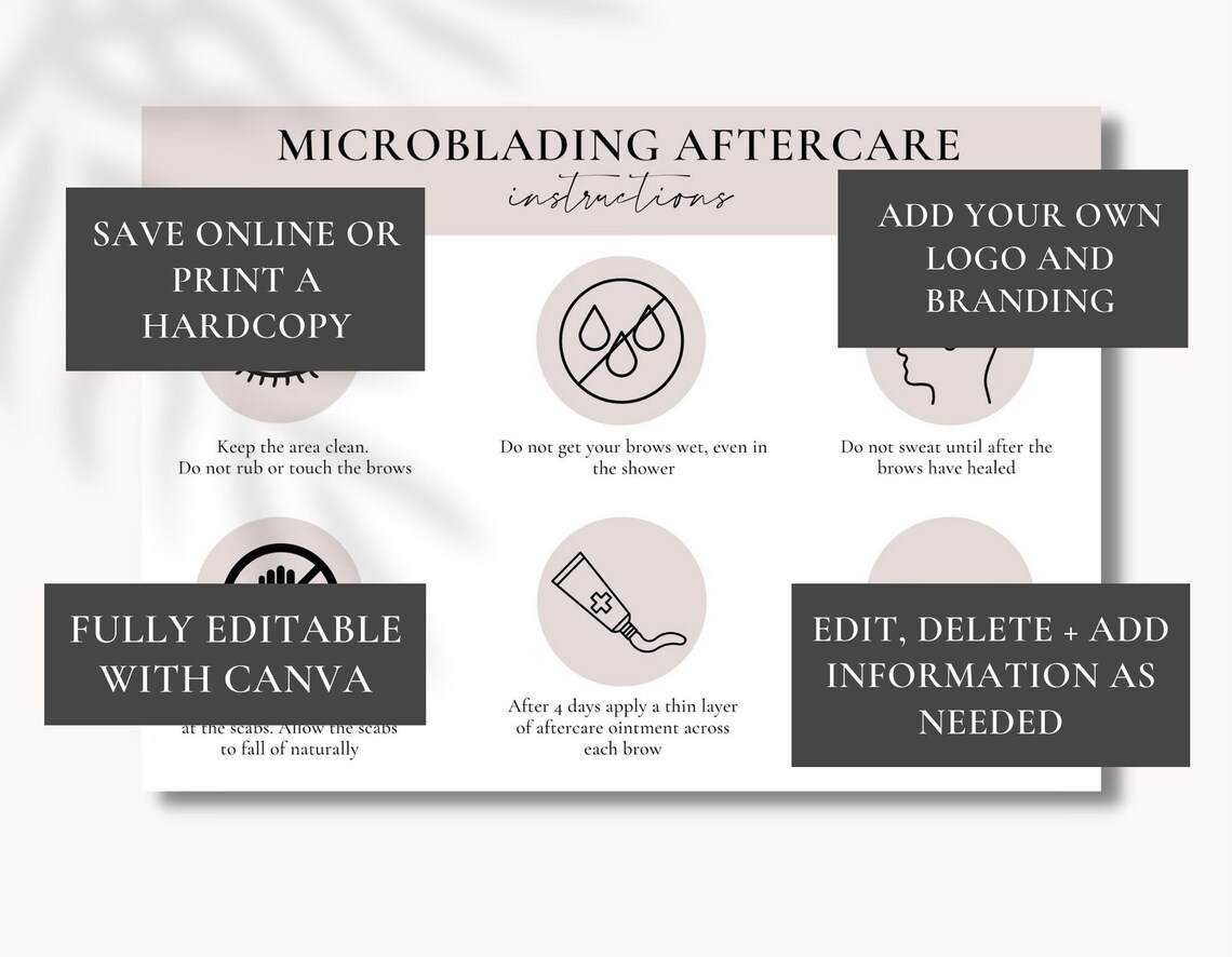 Illustrated Microblading Aftercare Instructions Microblading Business ...