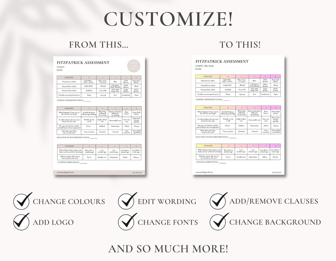 Fitzpatrick Assessment Client Form | Laser Hair Removal Client Form ...