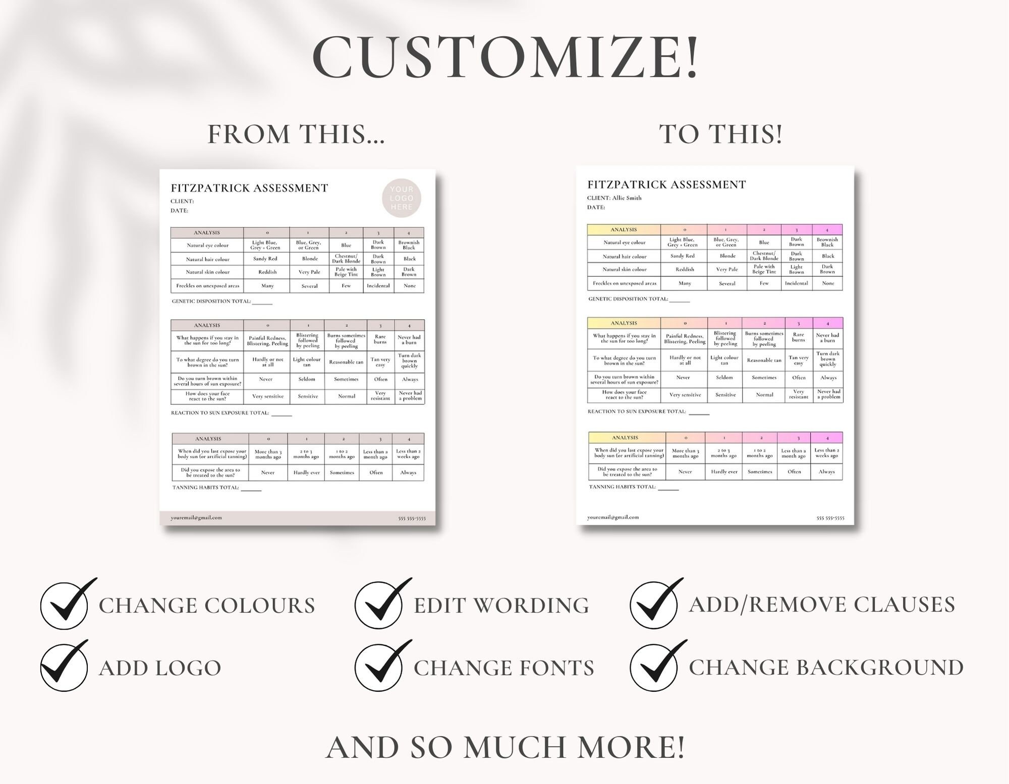 Fitzpatrick Assessment Client Form | Laser Hair Removal Client Form ...