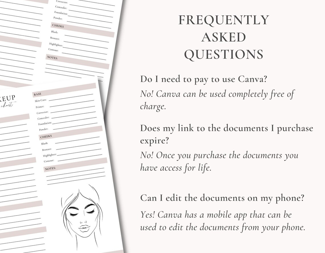 Editable Makeup Face Chart Makeup Artist Template Makeup - Etsy