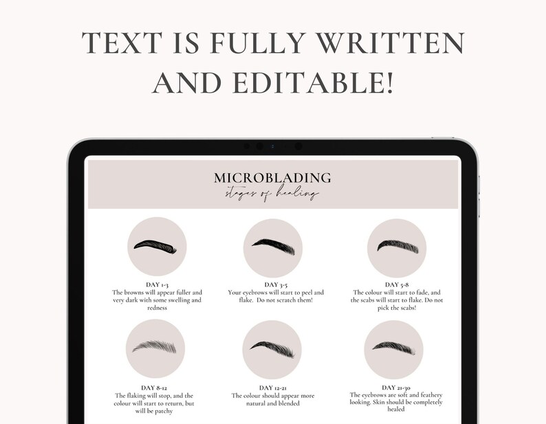 Microblading Stages of Healing Template | Microblading Artist Document ...