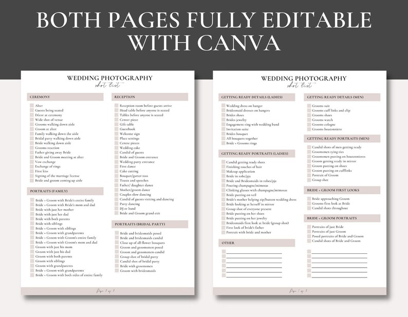 Wedding Photography Shot List | Wedding Photographer Shot List ...