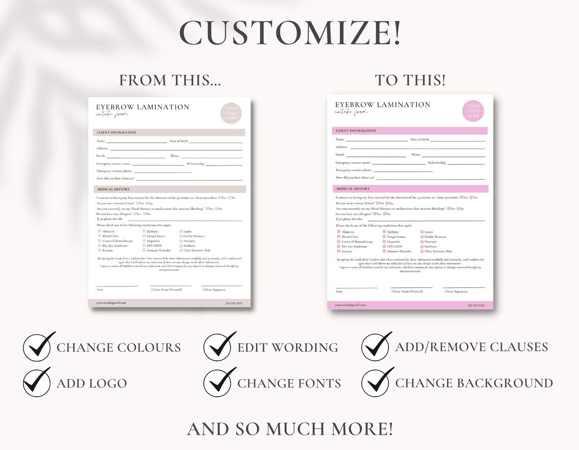 Eyebrow Lamination Client Intake and Consent Form Eyebrow Lamination ...