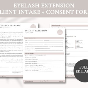Eyelash Extension Intake Form | Eyelash Extension Consent Form ...
