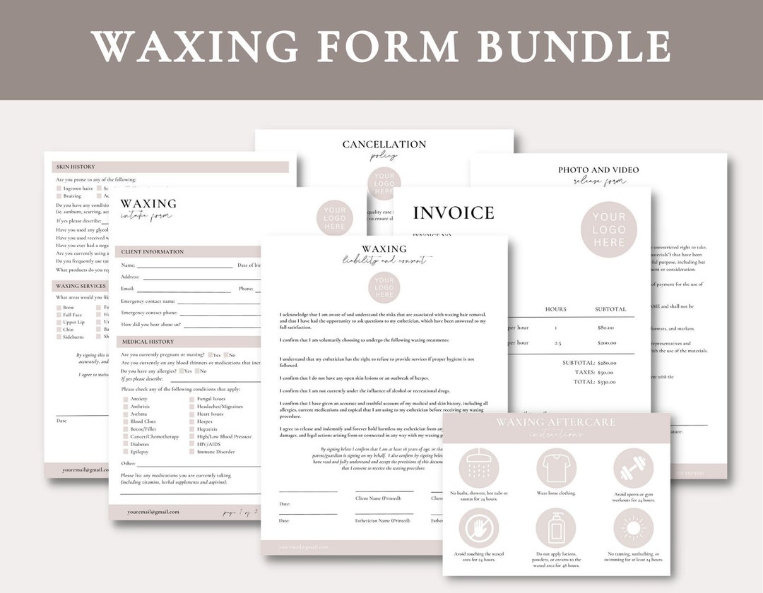Waxing Form Bundle | Esthetician Forms | Waxing Consent Form | Medispa ...