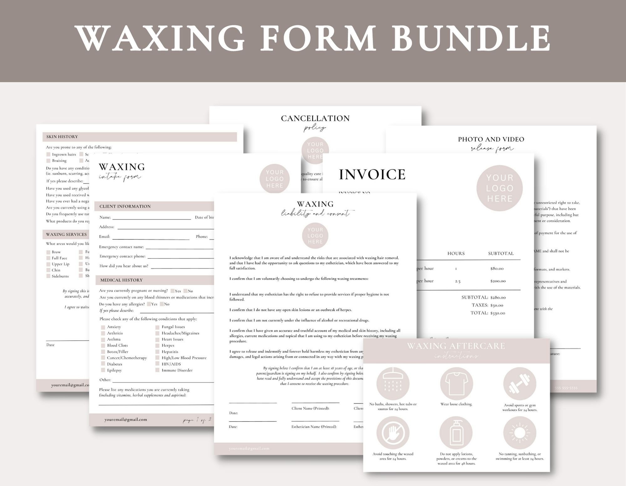 Waxing Form Bundle | Esthetician Forms | Waxing Consent Form | Medispa ...