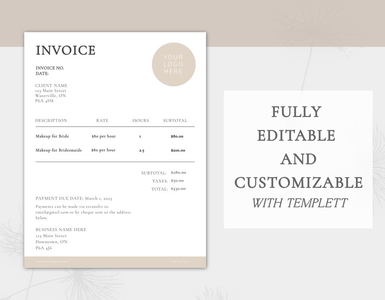 Editable Invoice Form Custom Invoice Form Business Invoice Invoice ...