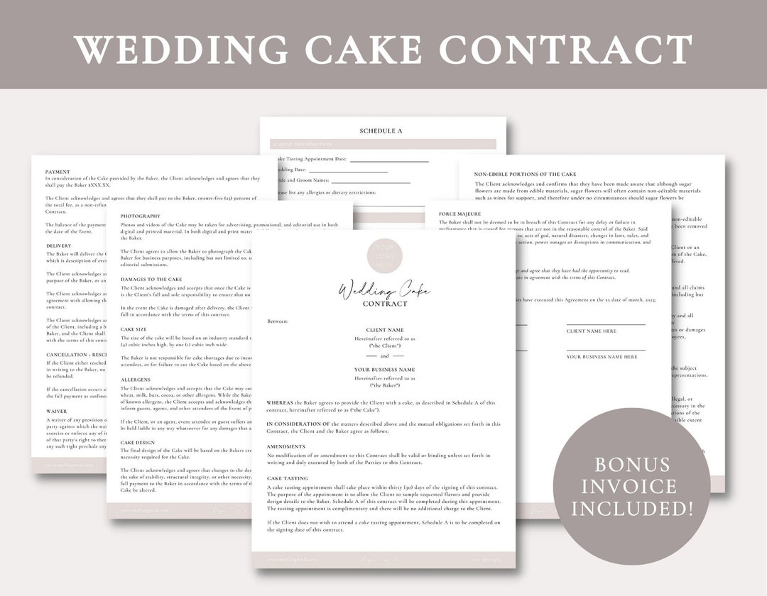 Editable Wedding Cake Contract Template Wedding Cake - Etsy