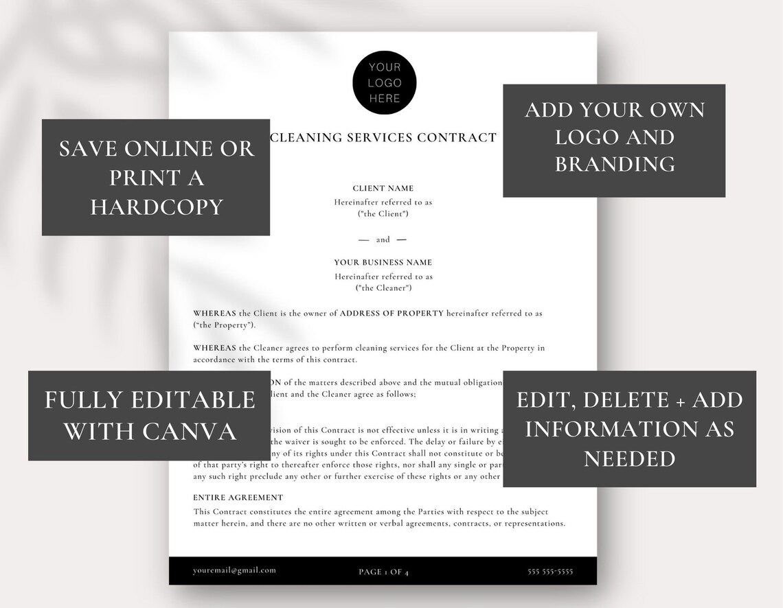 Cleaning Business Document Bundle Editable Cleaning Business - Etsy Canada
