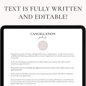 Editable Cancellation Policy Form | Appointment Cancellation Policy ...