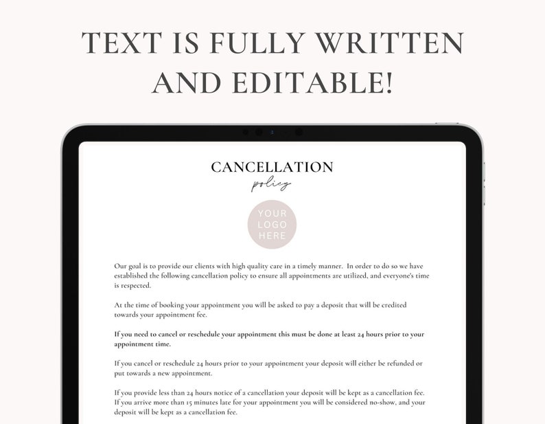 Editable Cancellation Policy Form Appointment Cancellation - Etsy