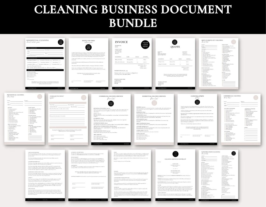 Cleaning Business Document Bundle | Editable Cleaning Business ...