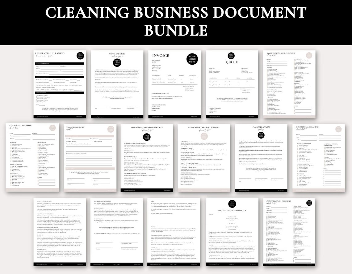 Cleaning Business Document Bundle Editable Cleaning Business - Etsy Canada
