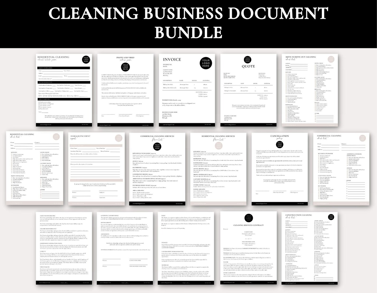 Cleaning Business Document Bundle | Editable Cleaning Business ...
