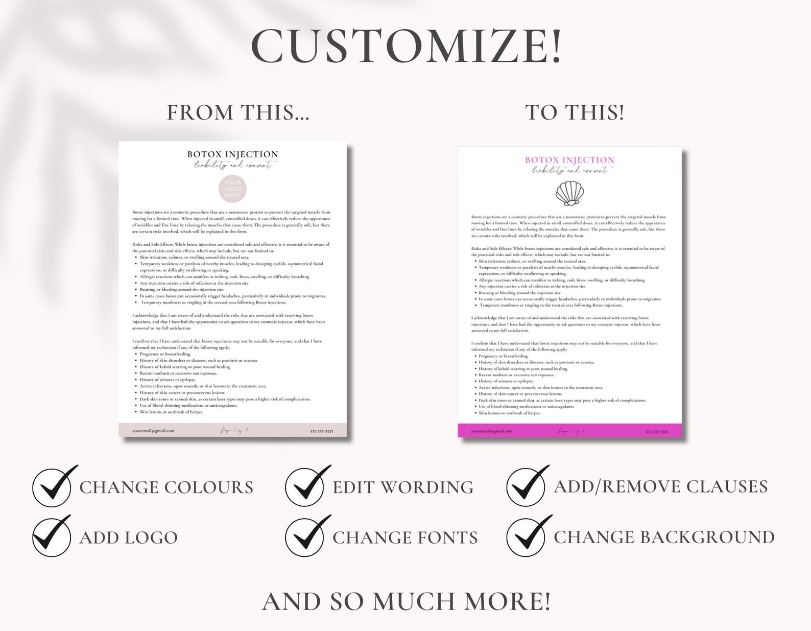 Botox Client Liability and Consent Form | Botox Form | Botox Waiver ...