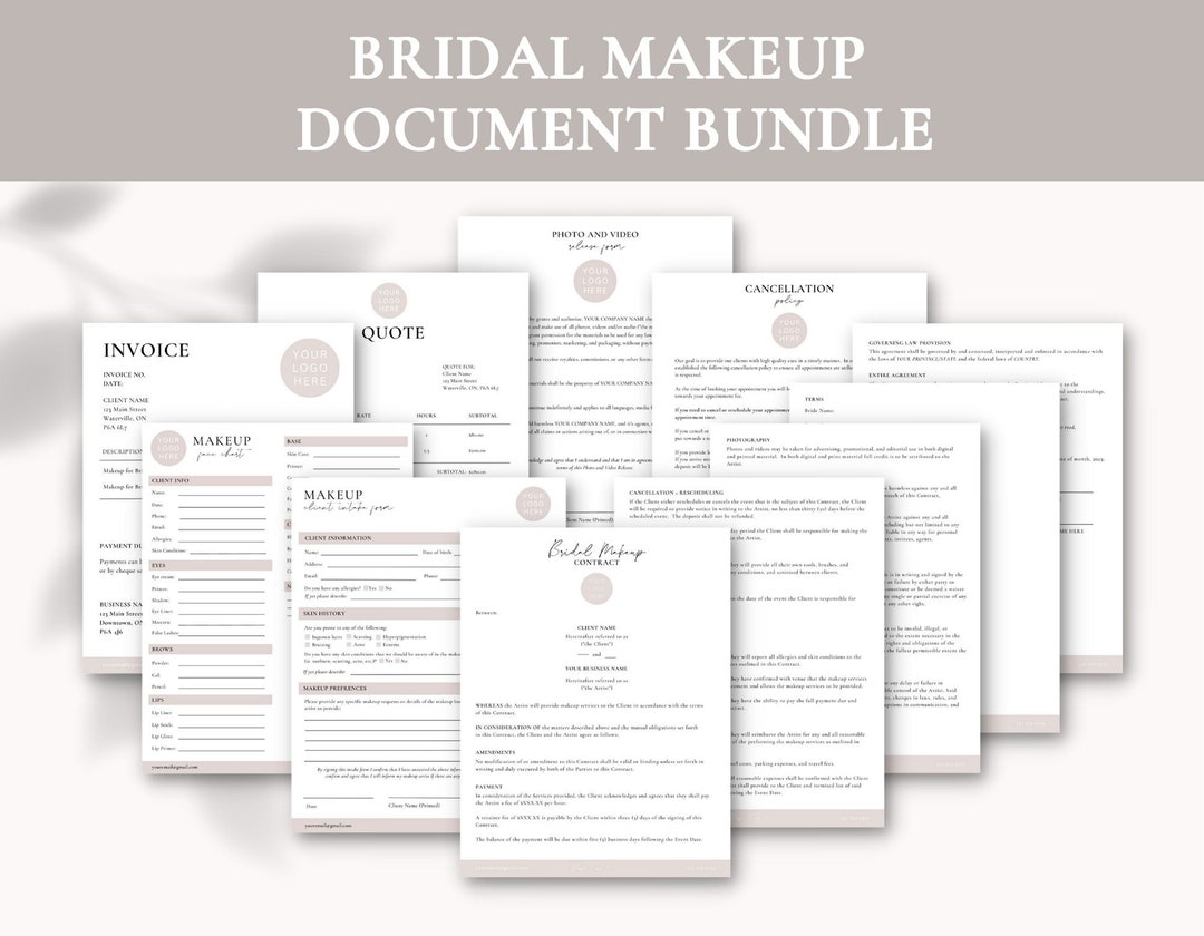 Bridal Makeup Document Bundle | Bridal Makeup Templates | Bridal Makeup ...