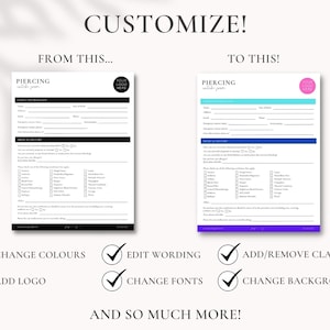 Piercing Client Intake and Consent Form | Ear Piercing Form Template ...