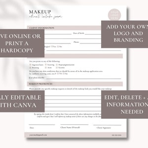Makeup Artist Client Intake Form | Makeup Client Form | Makeup Artist ...