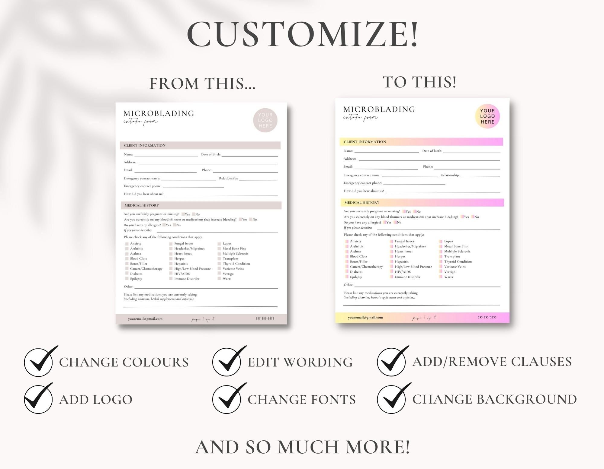 Microblading Client Intake and Consent Form | Microblading Consultation ...