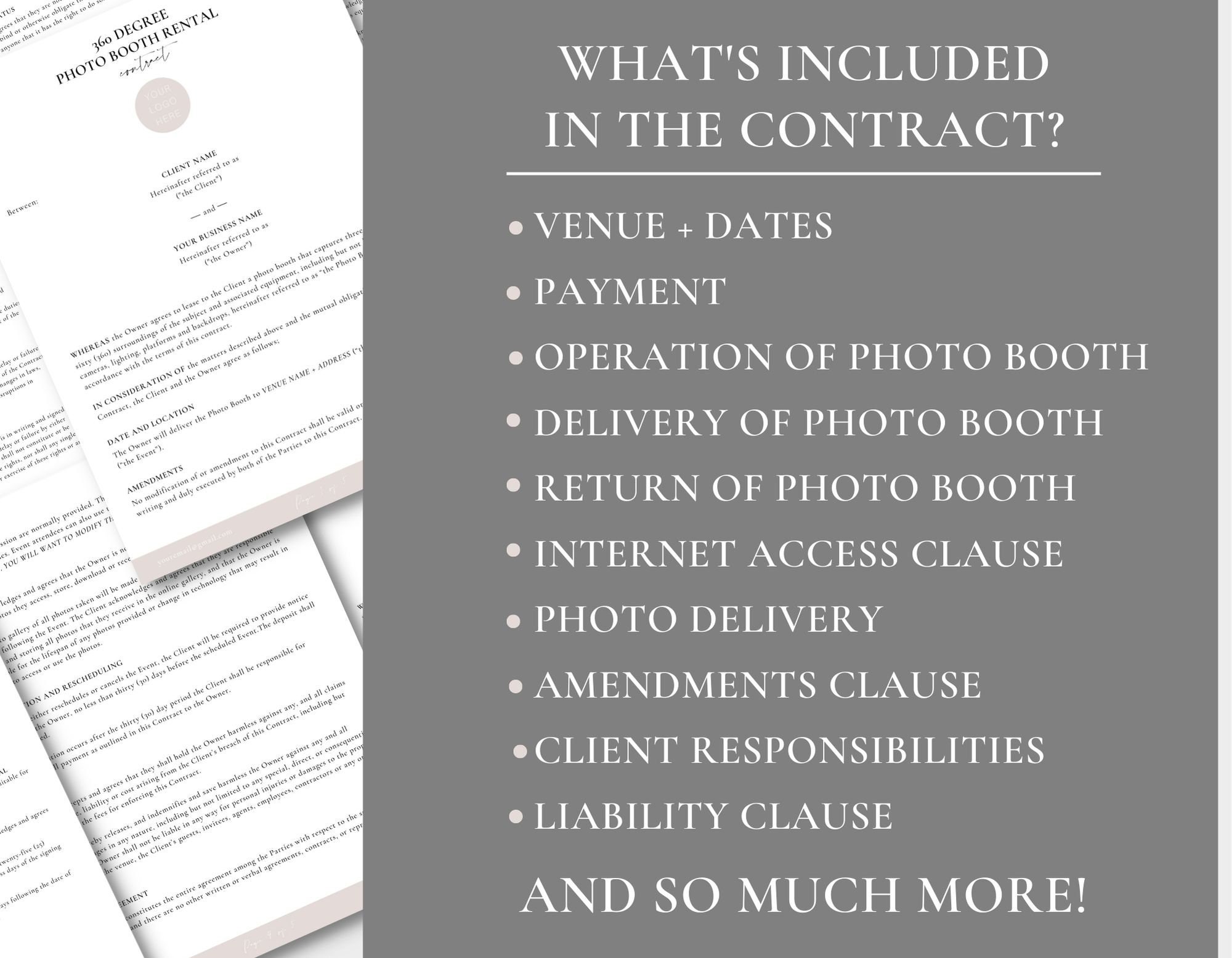 Photo Booth Rental Contract Template | Party Photo Booth Agreement ...