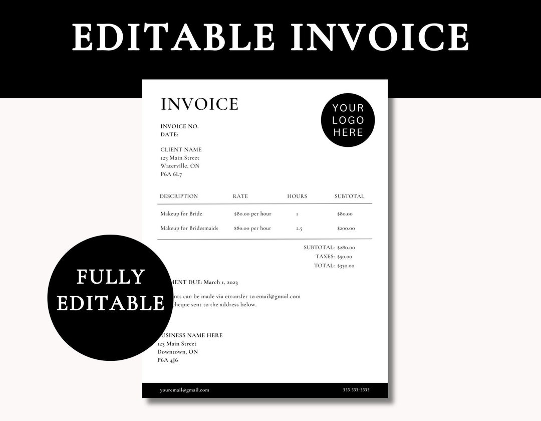 Editable Invoice Form | Custom Invoice Form | Business Invoice ...