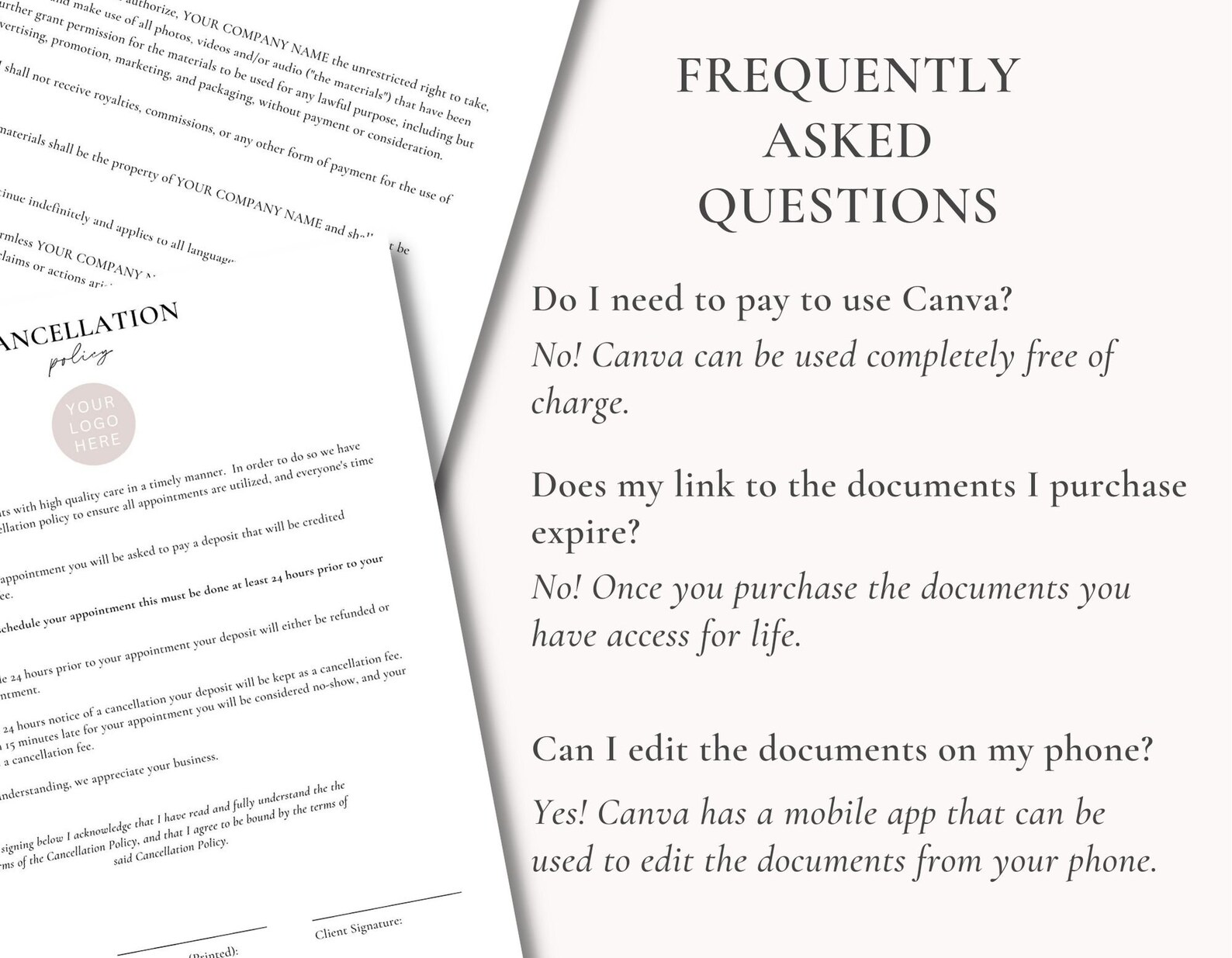Editable Cancellation Policy Form Appointment Cancellation - Etsy Canada