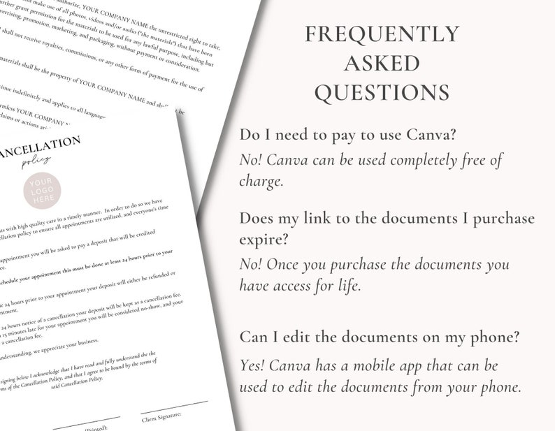 Editable Cancellation Policy Form Appointment Cancellation - Etsy