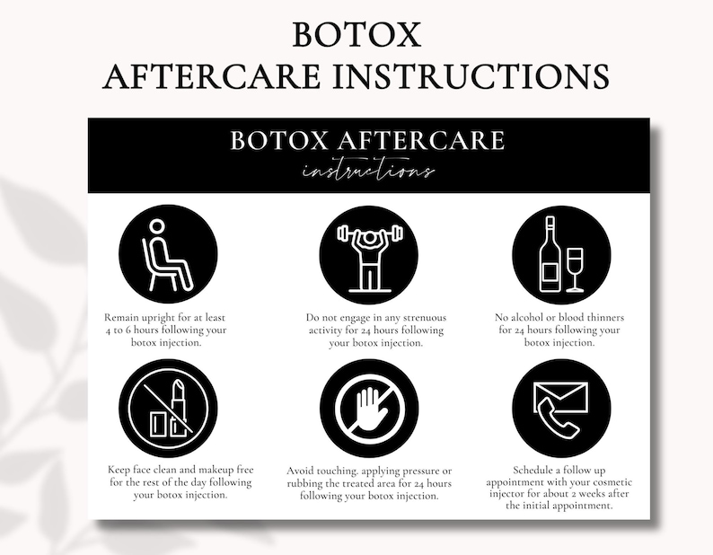 Illustrated Botox Aftercare Instructions | Botox Client Form | Botox ...