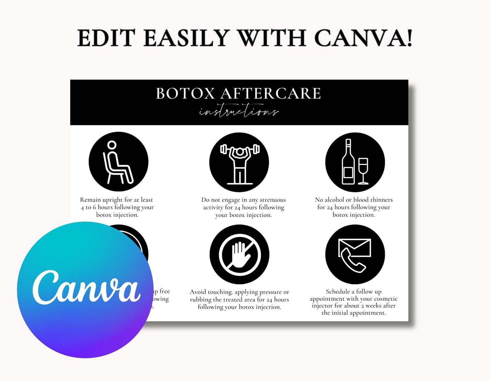 Illustrated Botox Aftercare Instructions Botox Client Form Botox ...