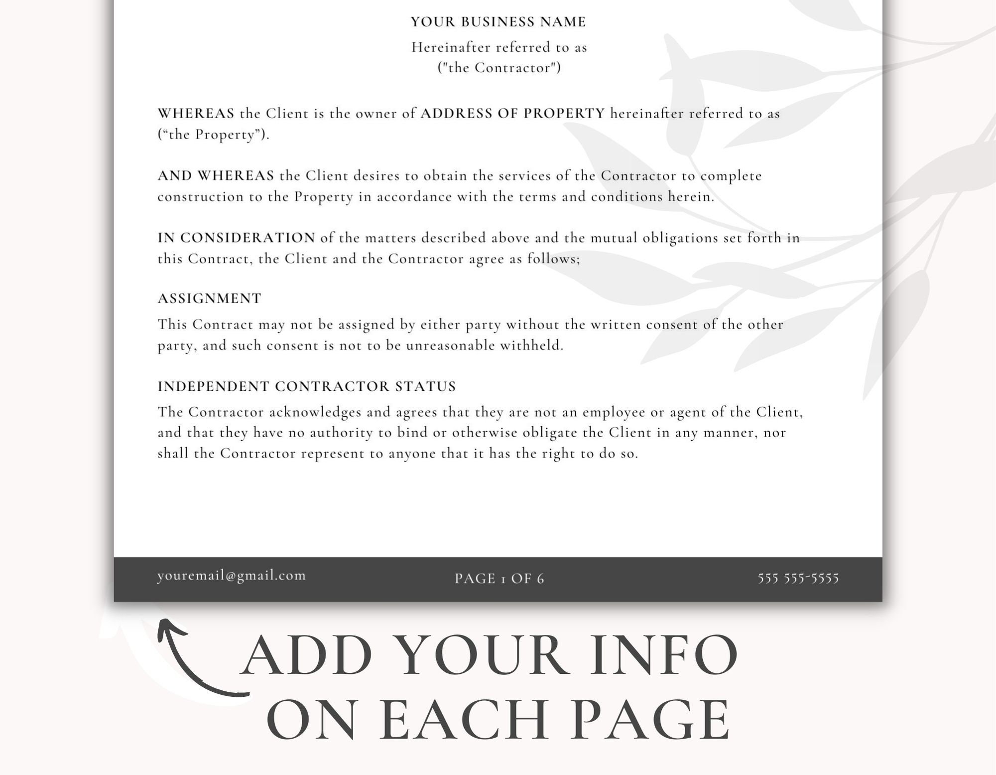 Professional Construction Contract | Professional Contractor Contact ...