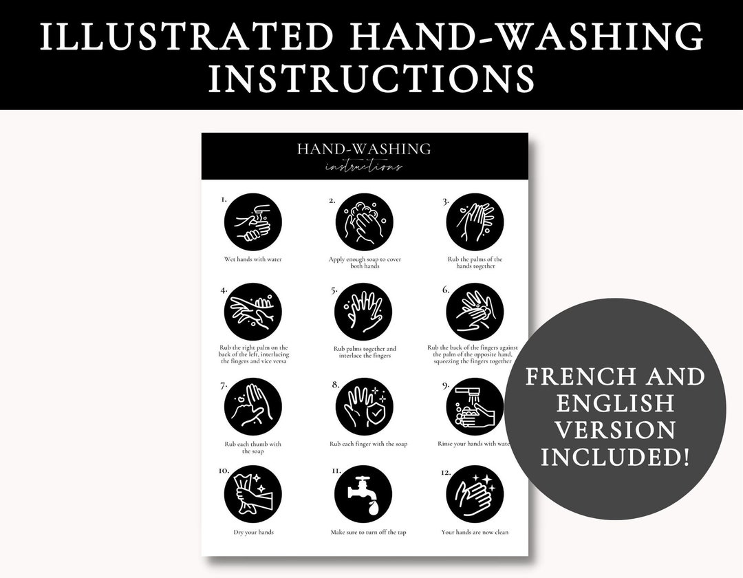 Illustrated Hand Washing Instructions Template | Hand-washing ...