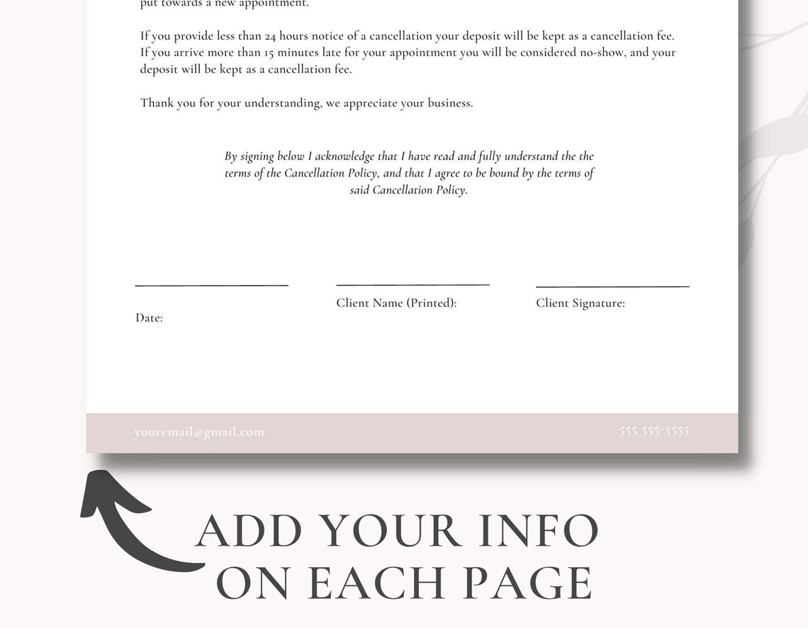 Editable Cancellation Policy Form Appointment Cancellation - Etsy Canada