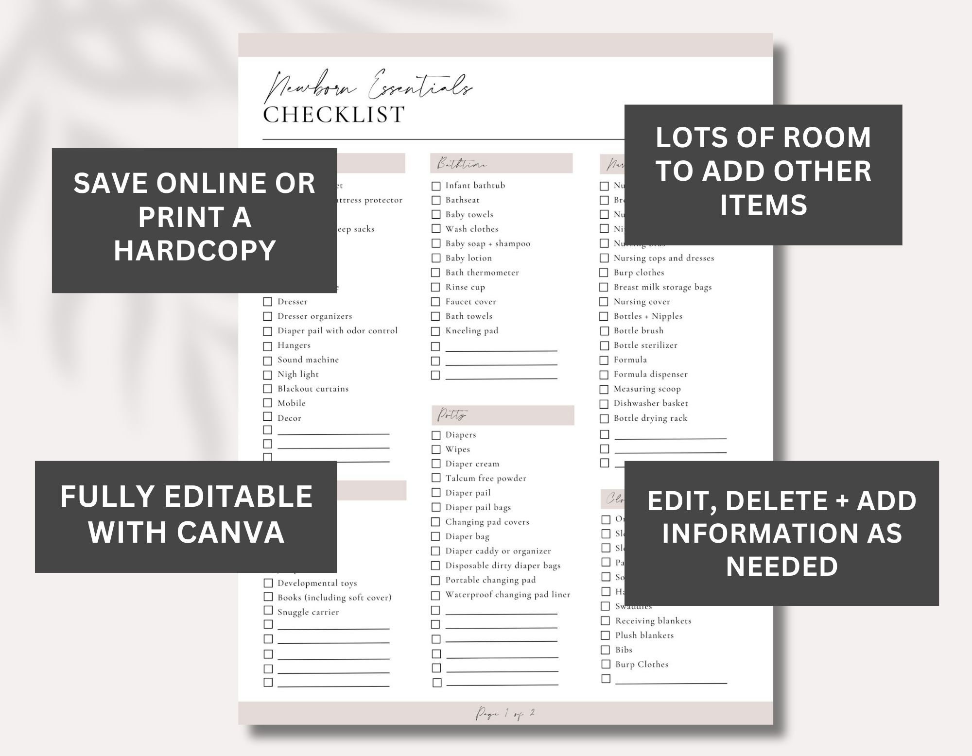 Newborn Essentials Checklist | Baby Essentials Checklist | Newborn Must ...