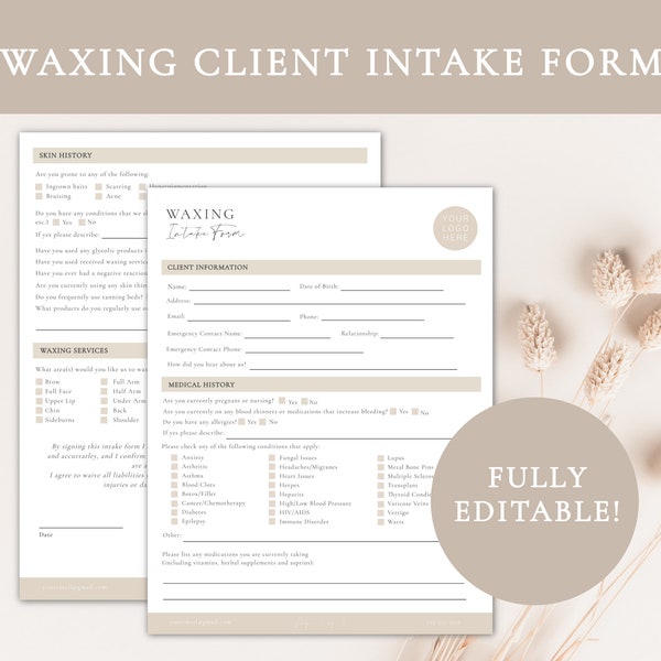 Spa Intake Form - Etsy