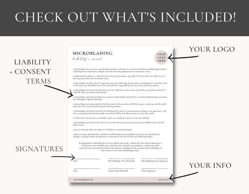 Microblading Client Consent and Liability Form | Editable Client Form ...
