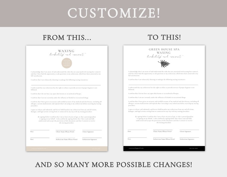Waxing Client Liability and Consent Form Professional Waxing - Etsy