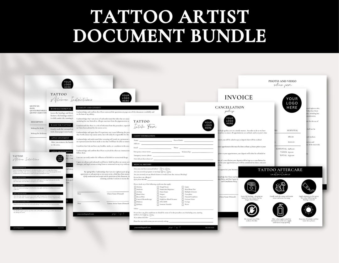 Tattoo Artist Document Bundle | Editable Tattoo Consent Form | Tattoo ...