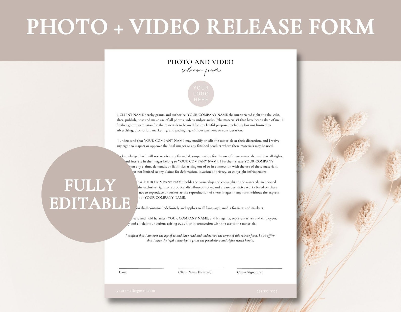 Editable Photo and Video Release Form | Photo and Video Release ...