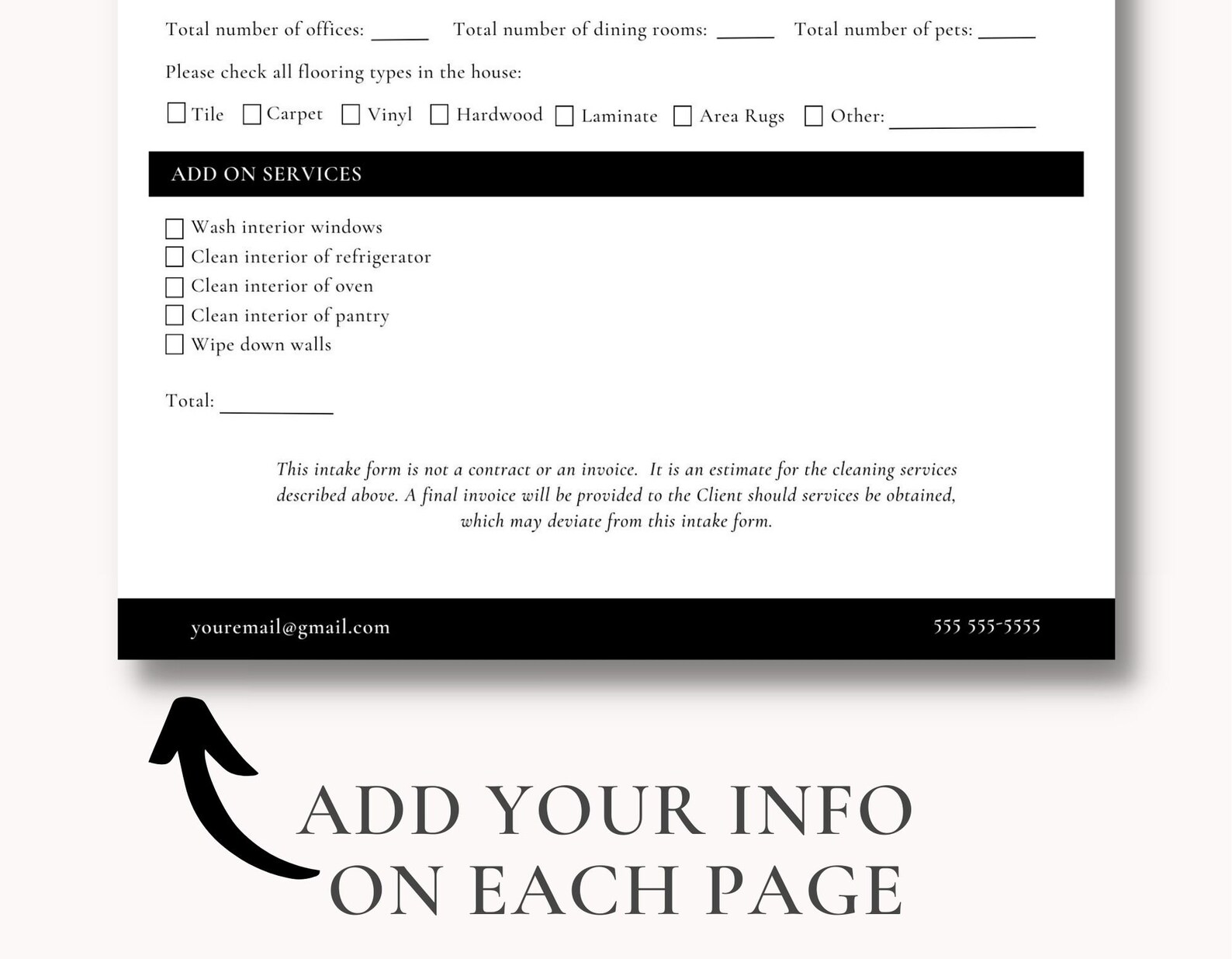 Residential Cleaning Service Client Intake Form | Cleaning Service ...