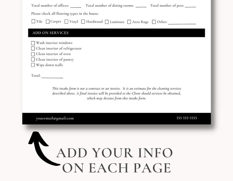 Residential Cleaning Service Client Intake Form | Cleaning Service ...