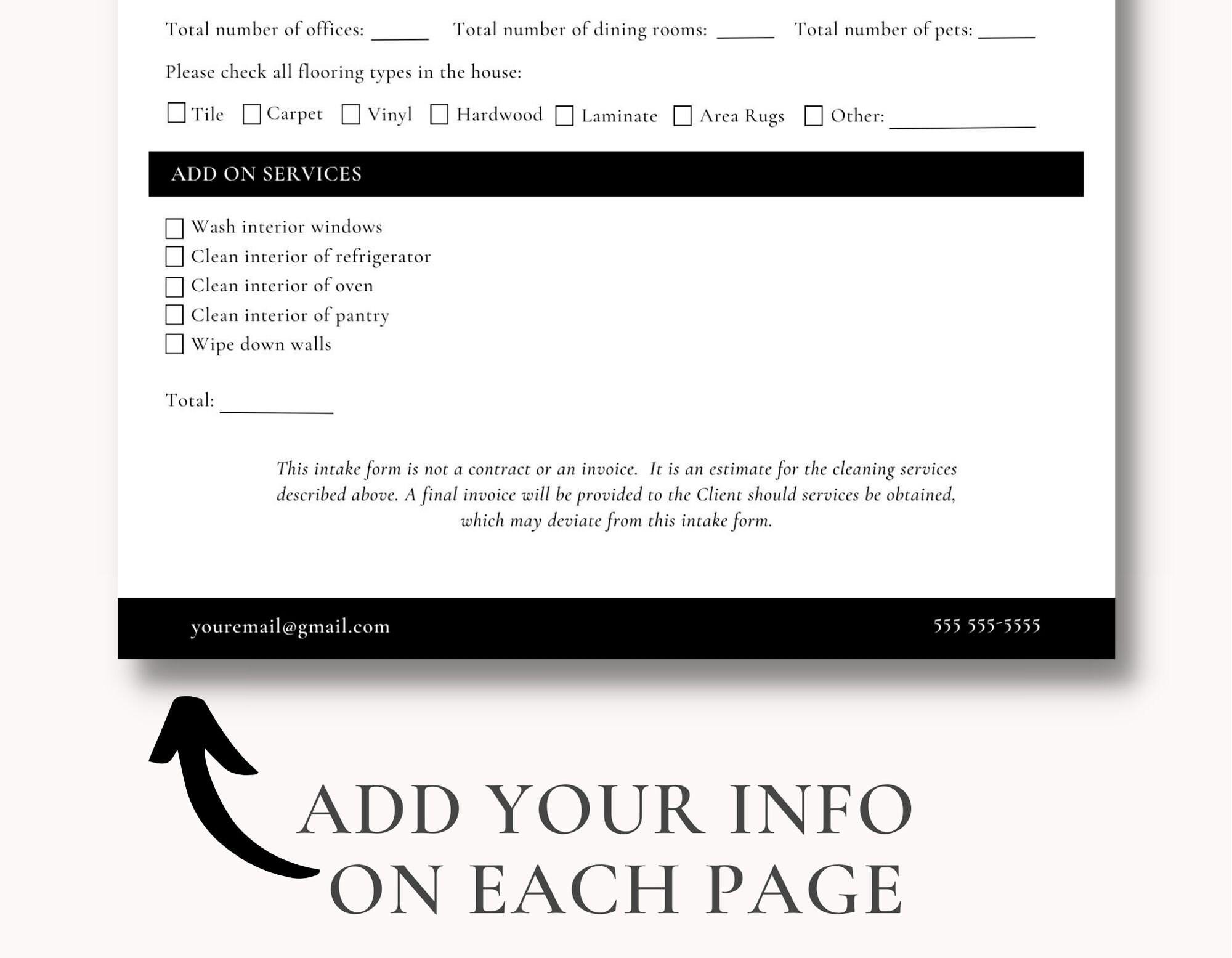 Residential Cleaning Service Client Intake Form | Cleaning Service ...