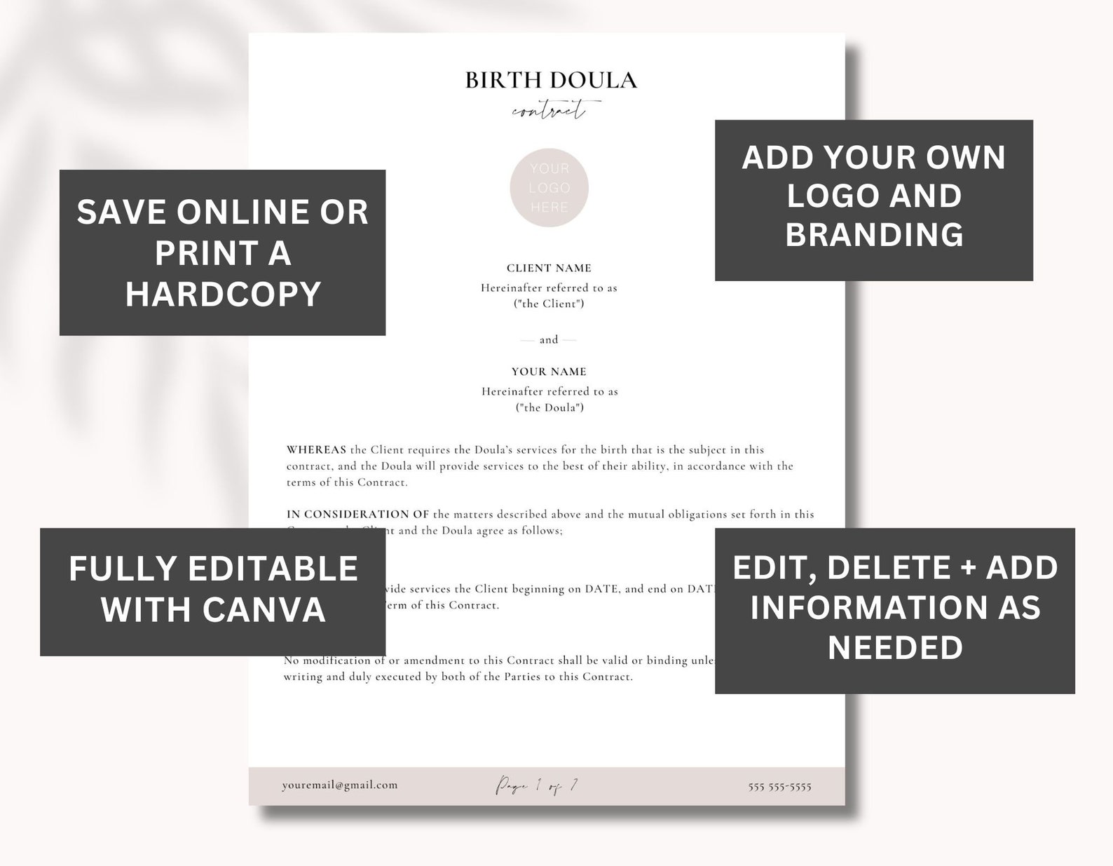 Birth Doula Contract Template | Doula Services Agreement | Doula ...
