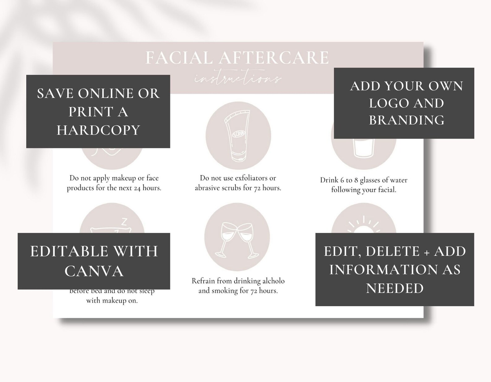 Facial Aftercare Instruction Card | Facial Client Form | Documents for ...